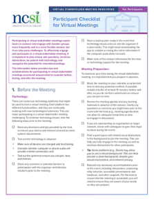 Participant Checklist for Virtual Meetings – National Center for ...