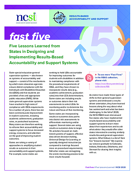 Fast Five: Five Lessons Learned from States in Designing and ...